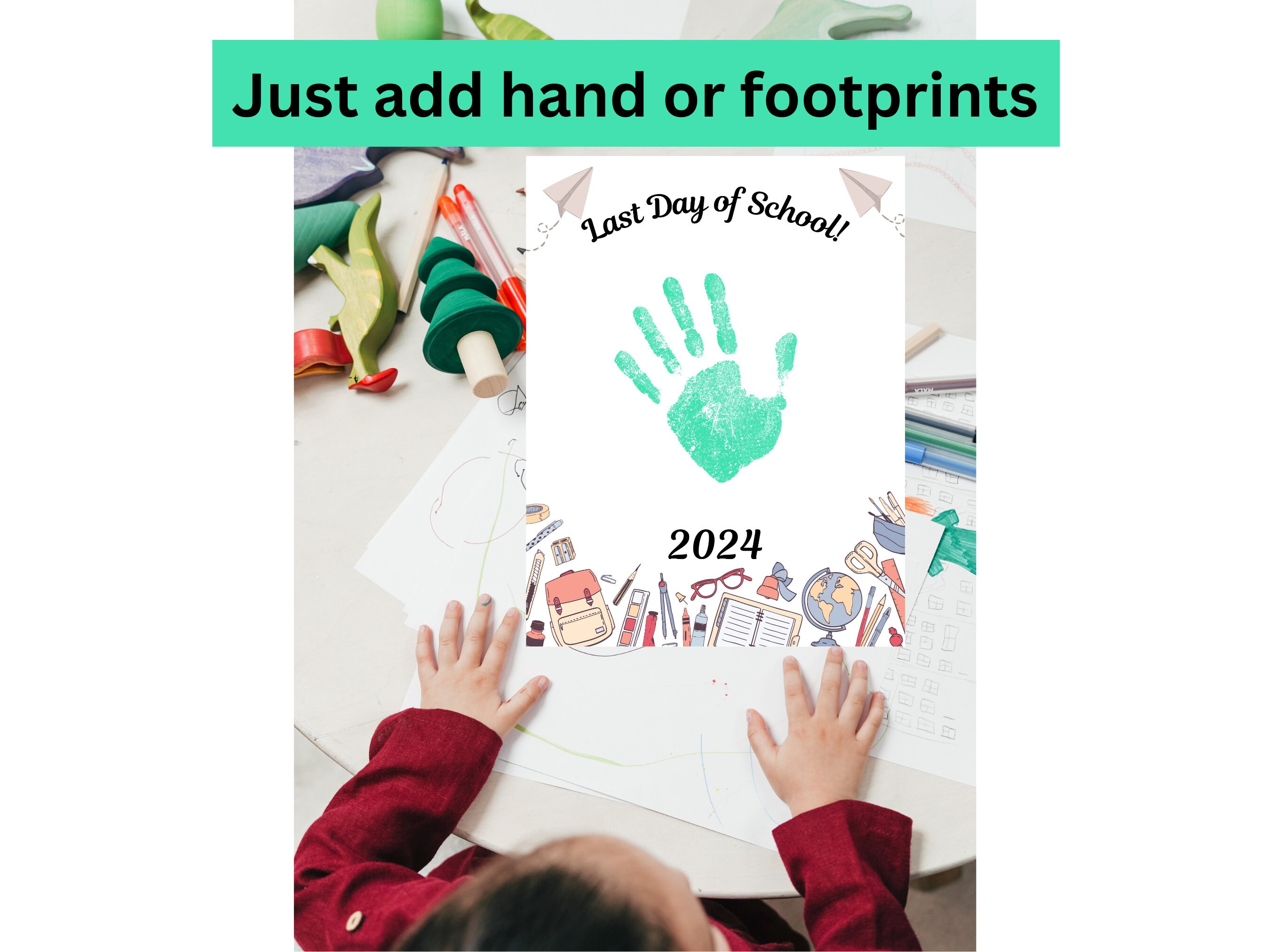 Last Day of School End of Year Handprint Craft Printable for Kids ...