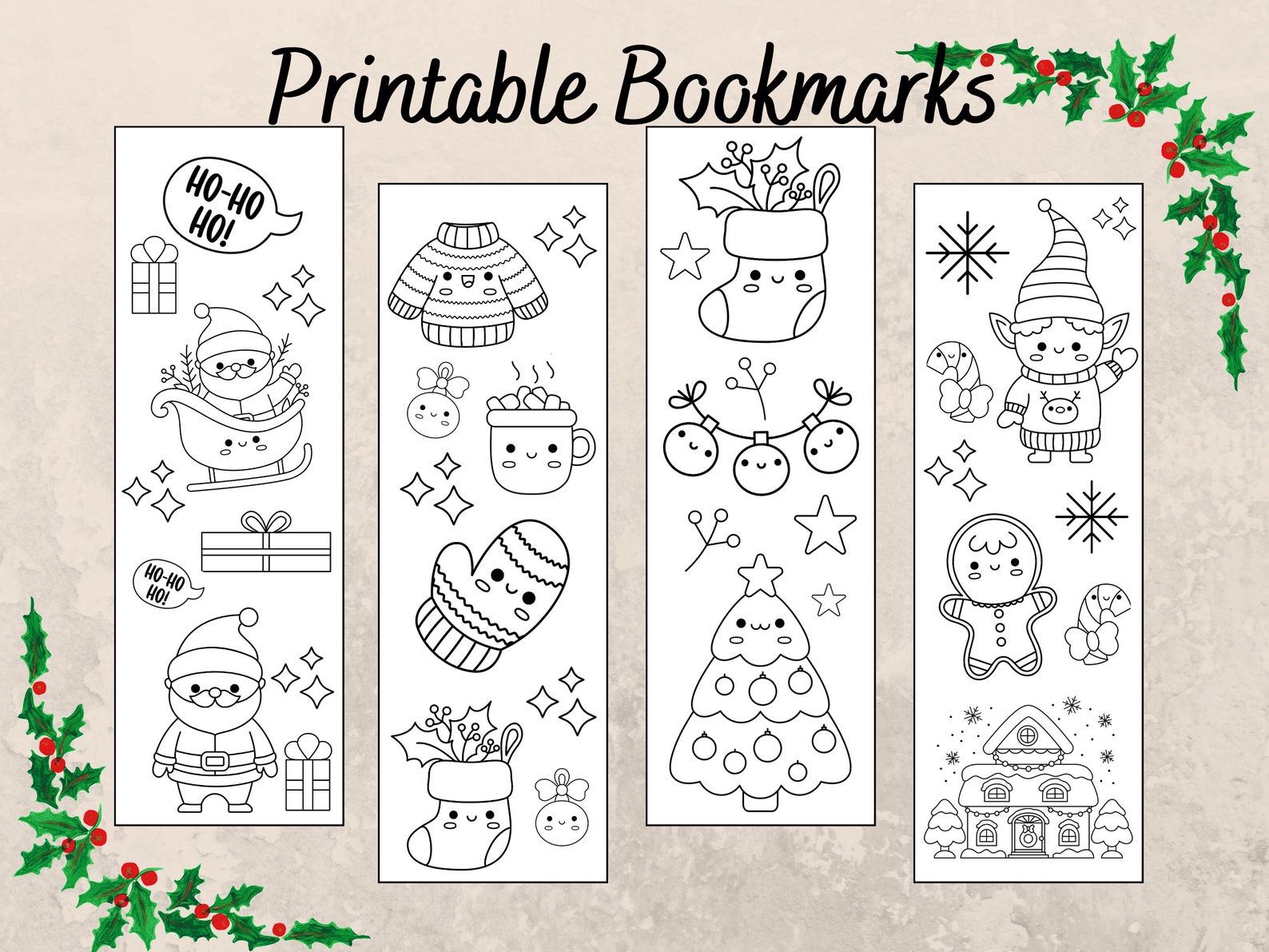 Printable Bookmarks Christmas for Coloring | Classroom Gift | Family ...
