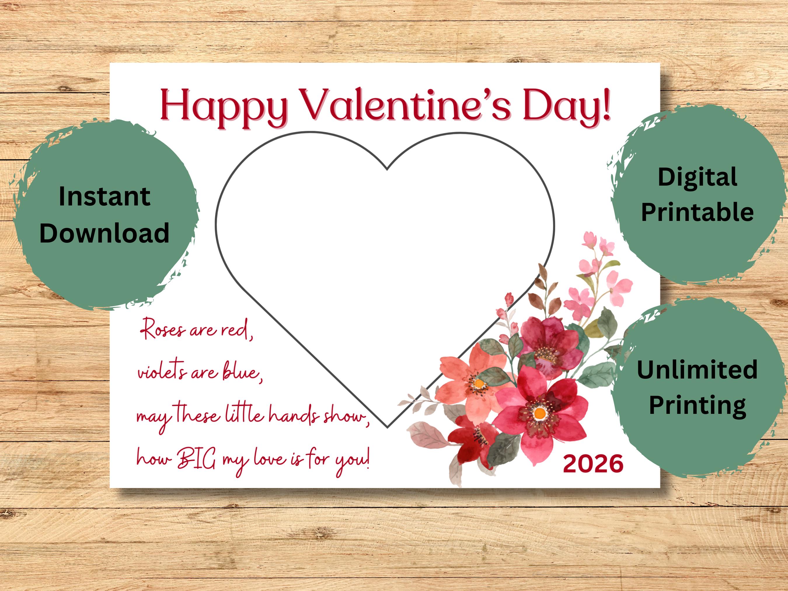 Valentine's Day Handprint Craft Printable Parent Grandparent Gift Baby ...