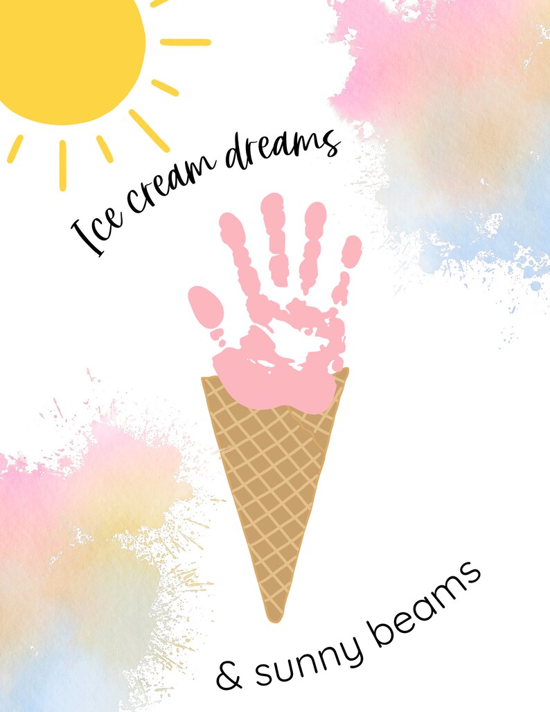 Kids Summer Ice Cream Handprint Craft Printable End of School Year Art ...