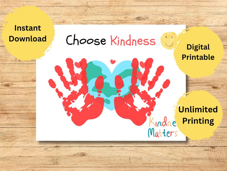 Kindness Handprint Craft Art: Kids Activity, Daycare Printable (PDF) - Etsy