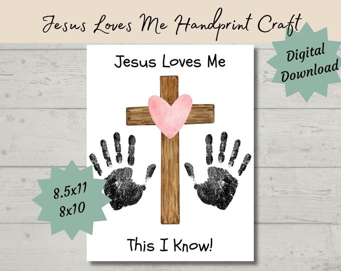 Church Craft Jesus Loves Me Kids Handprint Bundle for Daycare Nursery ...