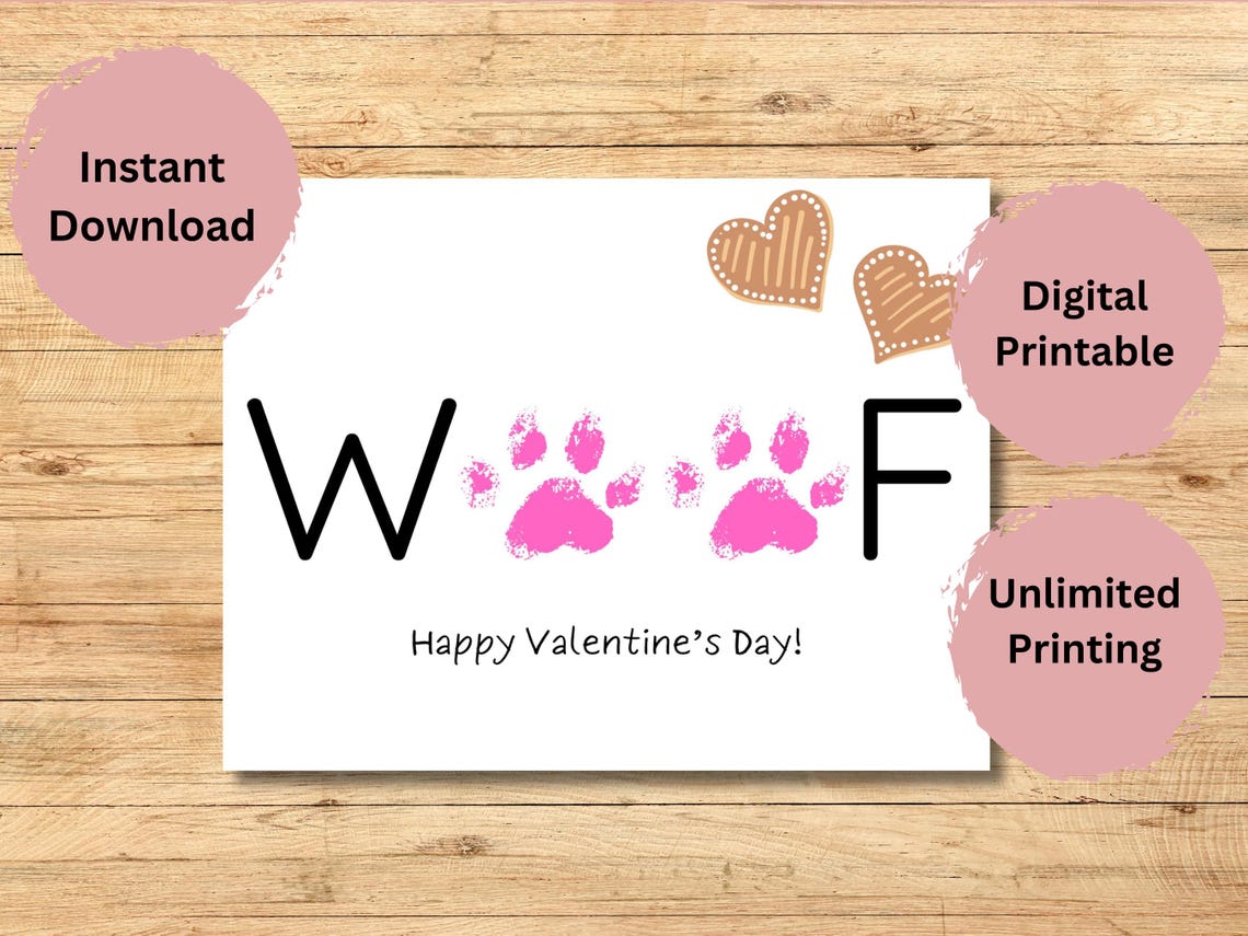 Puppy Dog Valentine Paw Print Craft: Pet Keepsake (digital Download) - Etsy