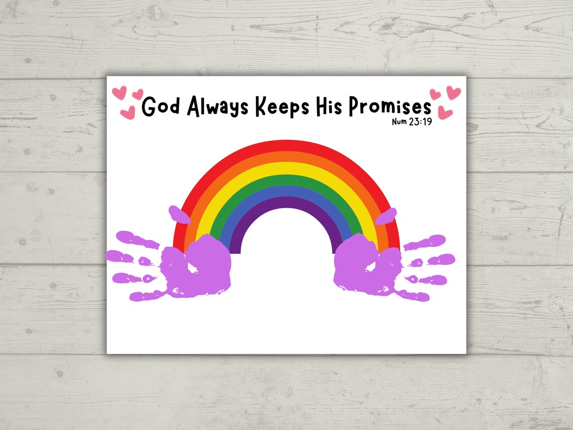 Rainbow Handprint Craft, God Keeps His Promises, Sunday School (digital ...