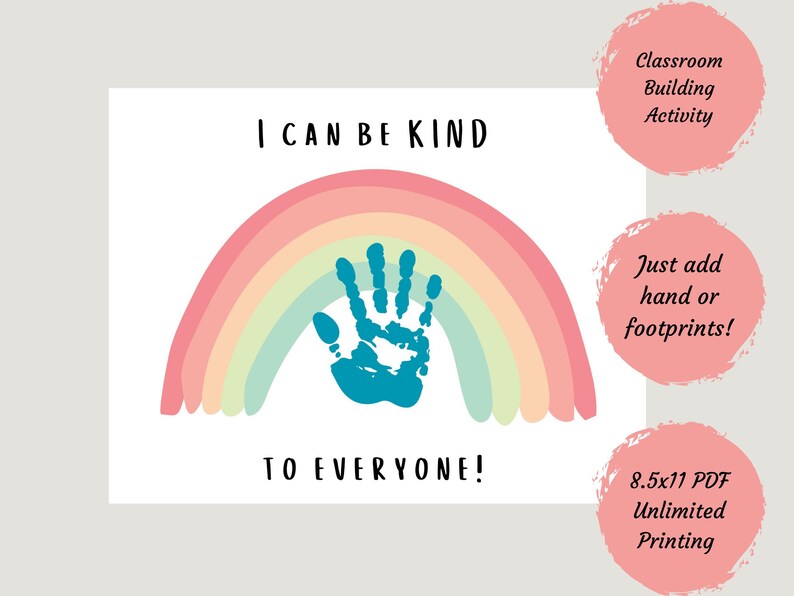Kids Kindness Be Kind Handprint Craft Printable Activity, Kindness ...