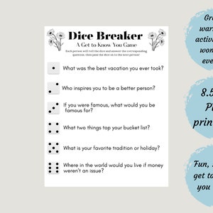 Ice Breaker Group Game Printable Gathering Dicebreaker Activity Mixer ...