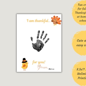 Thankful Handprint Craft Printable for Kids, Daycare or Preschool Art ...
