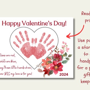 Valentine's Day Handprint Craft Printable Parent Grandparent Gift Baby ...