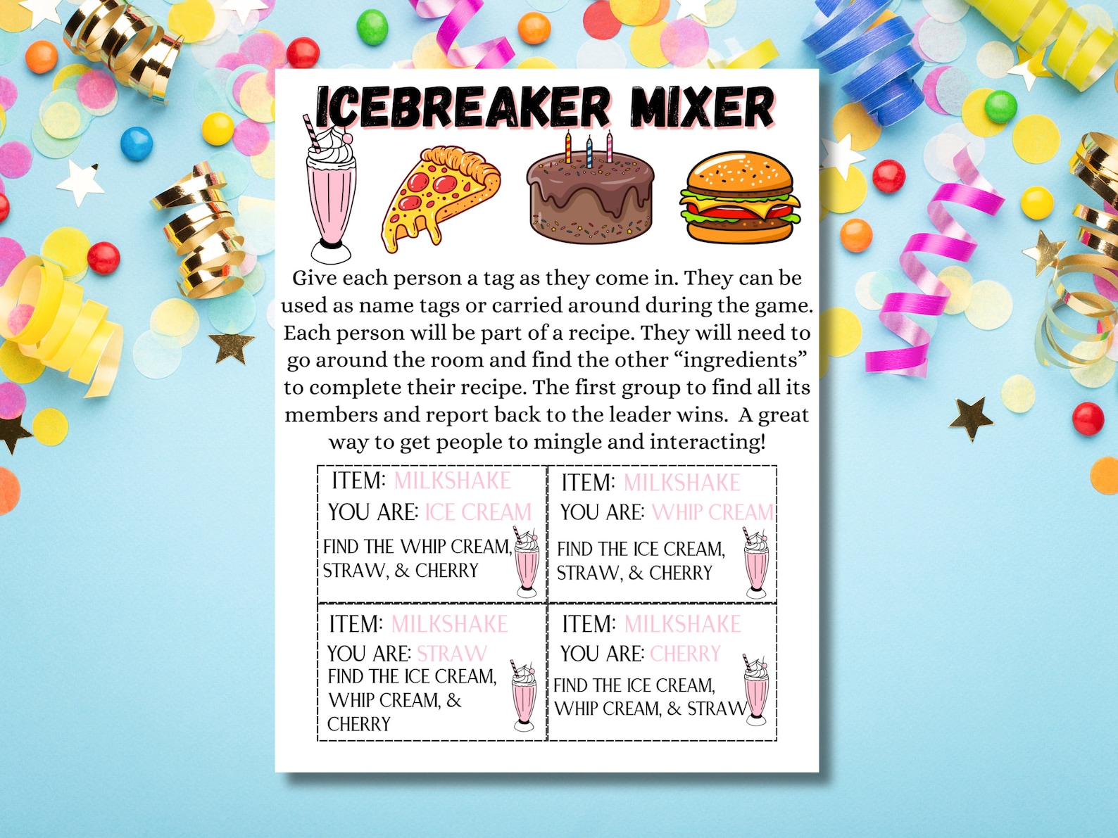 Teen Ice Breaker Group Game Printable Youth Group Icebreaker Classroom ...
