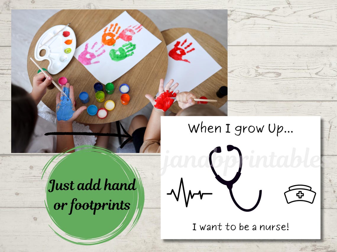 Kids Nurse Handprint Craft: 'when I Grow Up' Activity (digital Download ...
