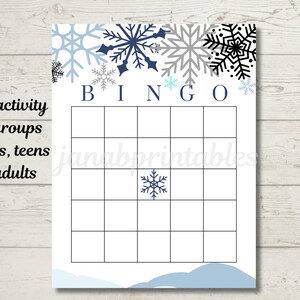 Winter Snow Bingo Printable for Holiday Group Gathering - Easy ...