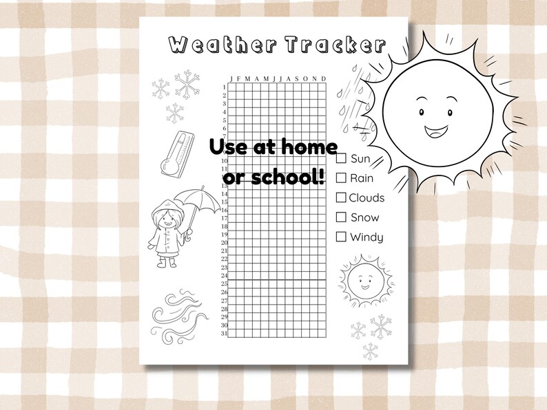 Weather Tracker Printable Activity for Kids at School or Home, Teacher ...