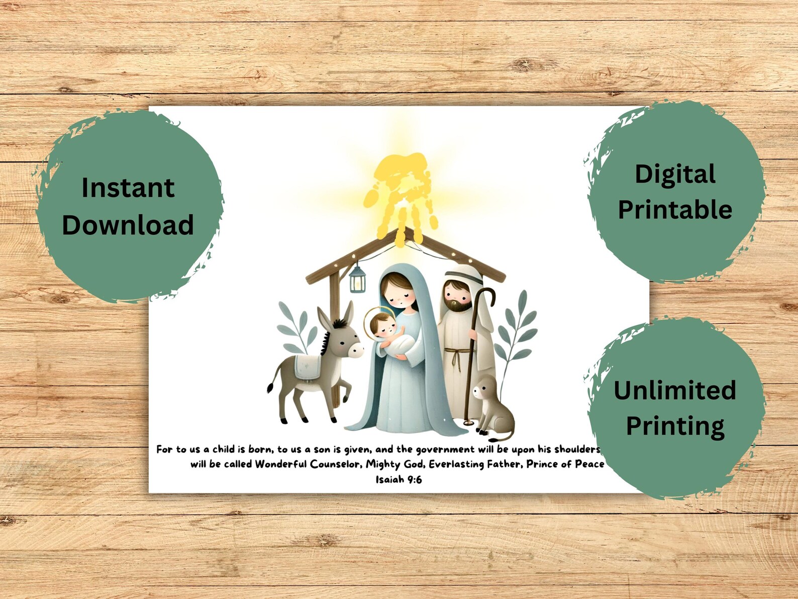 Kids Christmas Nativity Handprint Craft Printable Activity, Baby Jesus ...