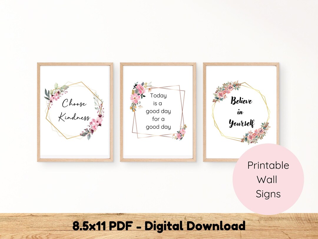 Positive Kindness Quotes Printable Wall Decor Signs for Office ...