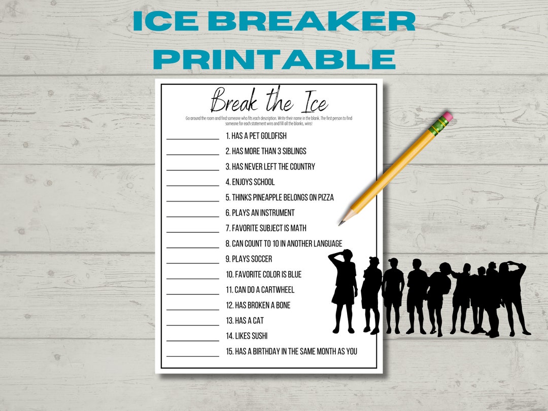 Ice Breaker Group Game Printable | Youth Group or Classroom Mixer or ...