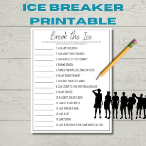 Ice Breaker Group Game Printable | Youth Group or Classroom Mixer or ...