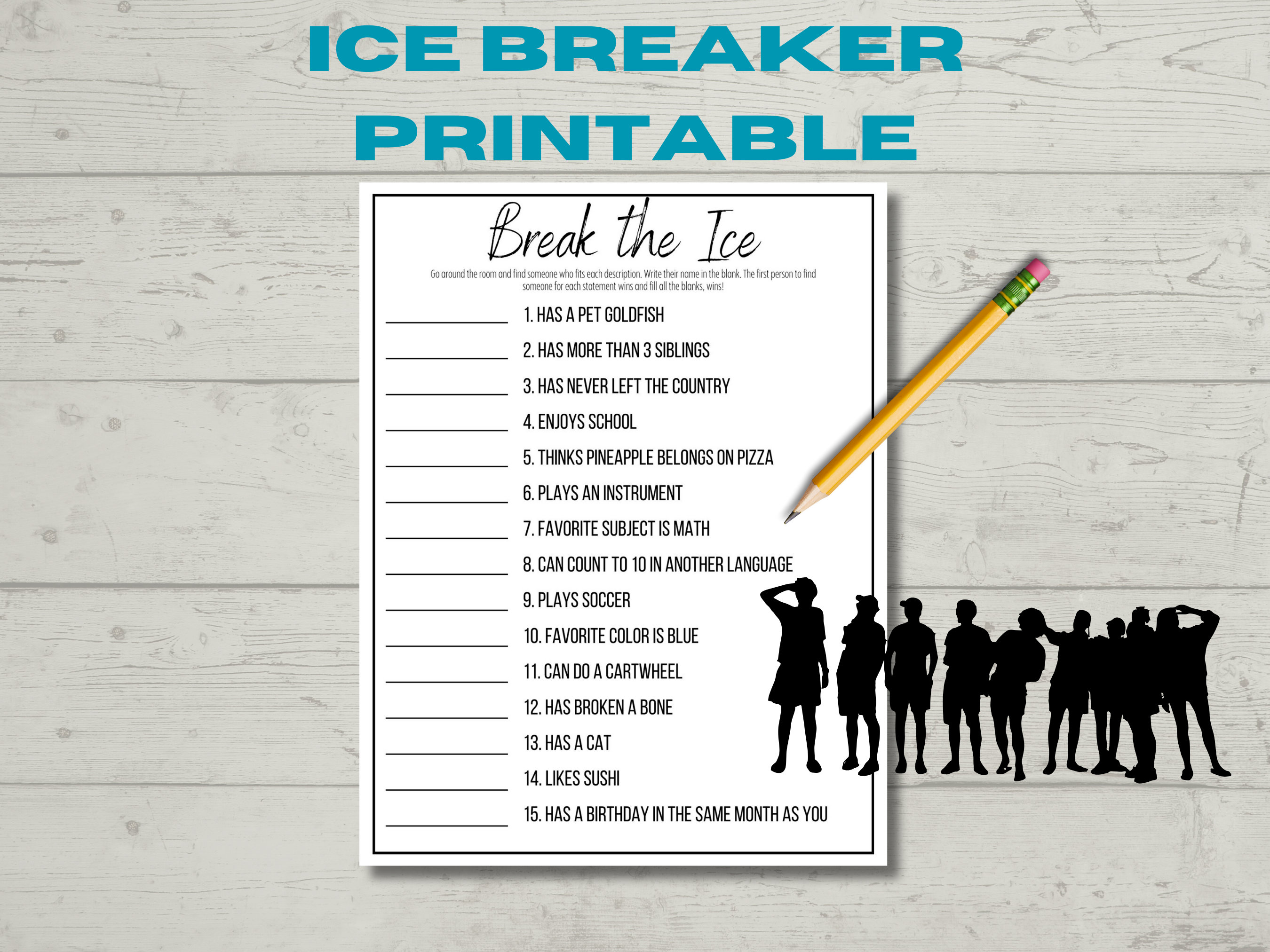 Ice Breaker Group Game Printable | Youth Group or Classroom Mixer or ...