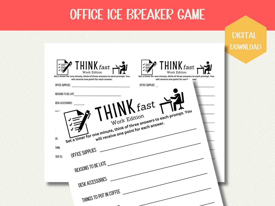 Think Fast Office Icebreaker Game: Team Building Activity (digital ...