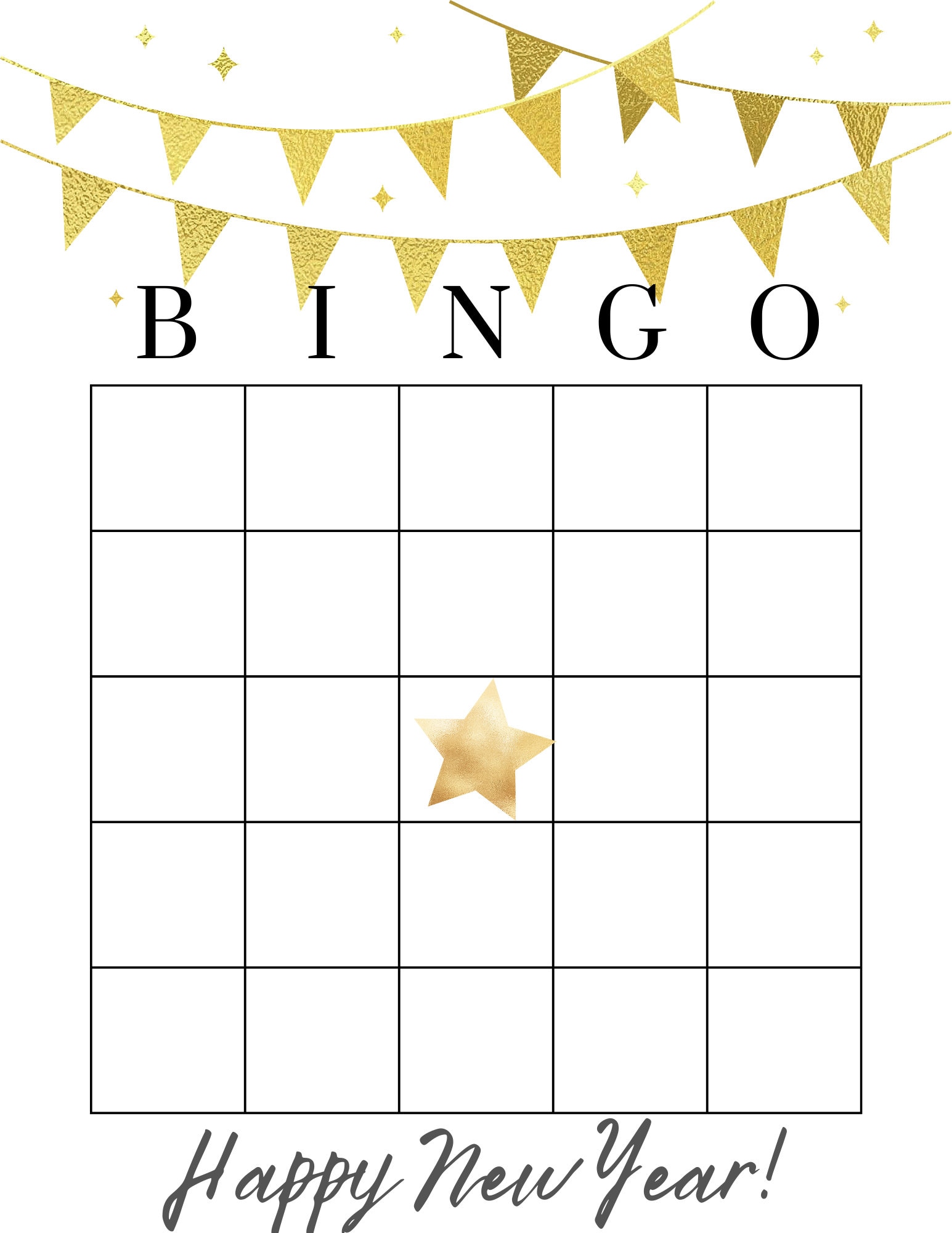 New Years Bingo Card Printable - Blank Fill In- New Years Eve Game ...
