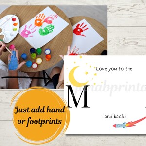 Kids Love You Moon & Back Handprint Craft Printable, Great Activity for ...