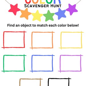 Easy Kids Activity Scavenger Hunt for Colors Preschool or Kindergarten ...