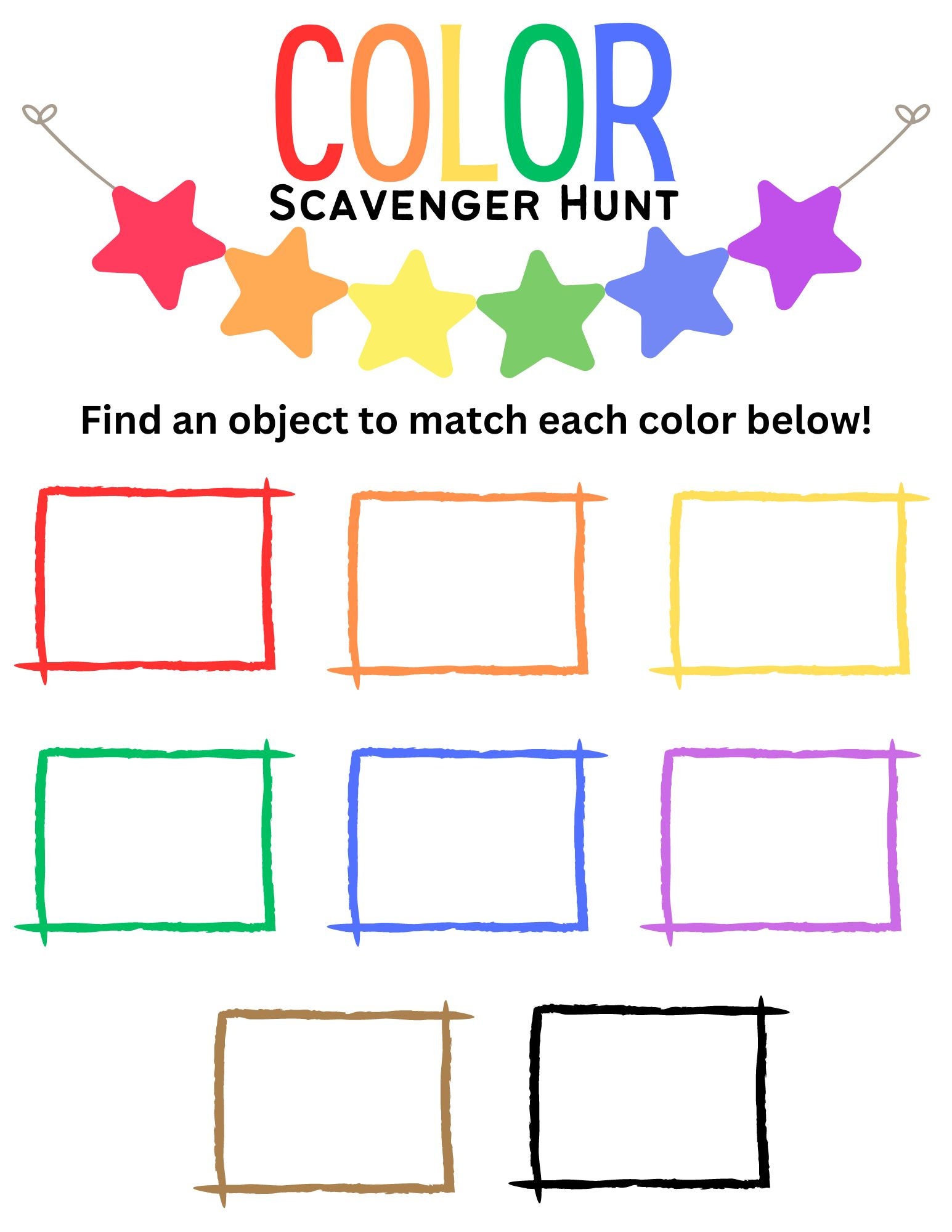 Easy Kids Activity Scavenger Hunt for Colors Preschool or Kindergarten ...