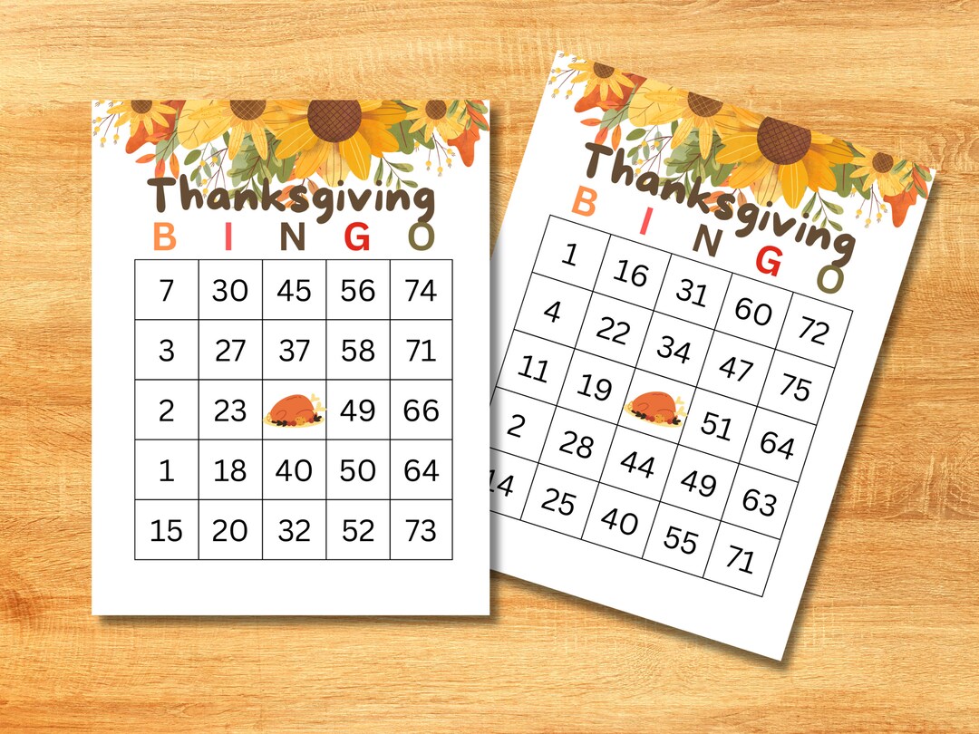 Thanksgiving BINGO Game - 15 Different Game Cards - Instant Access, 8 ...