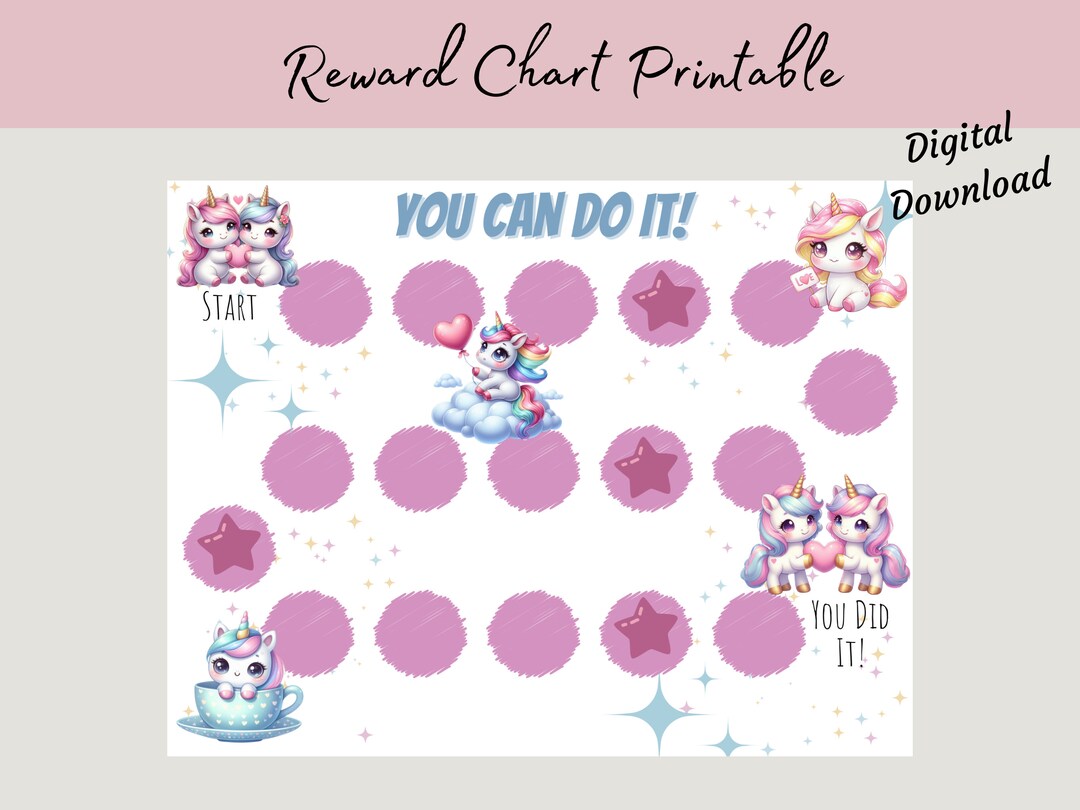 Unicorn Reward Chart Printable Tracker for Girls | Track Positive ...