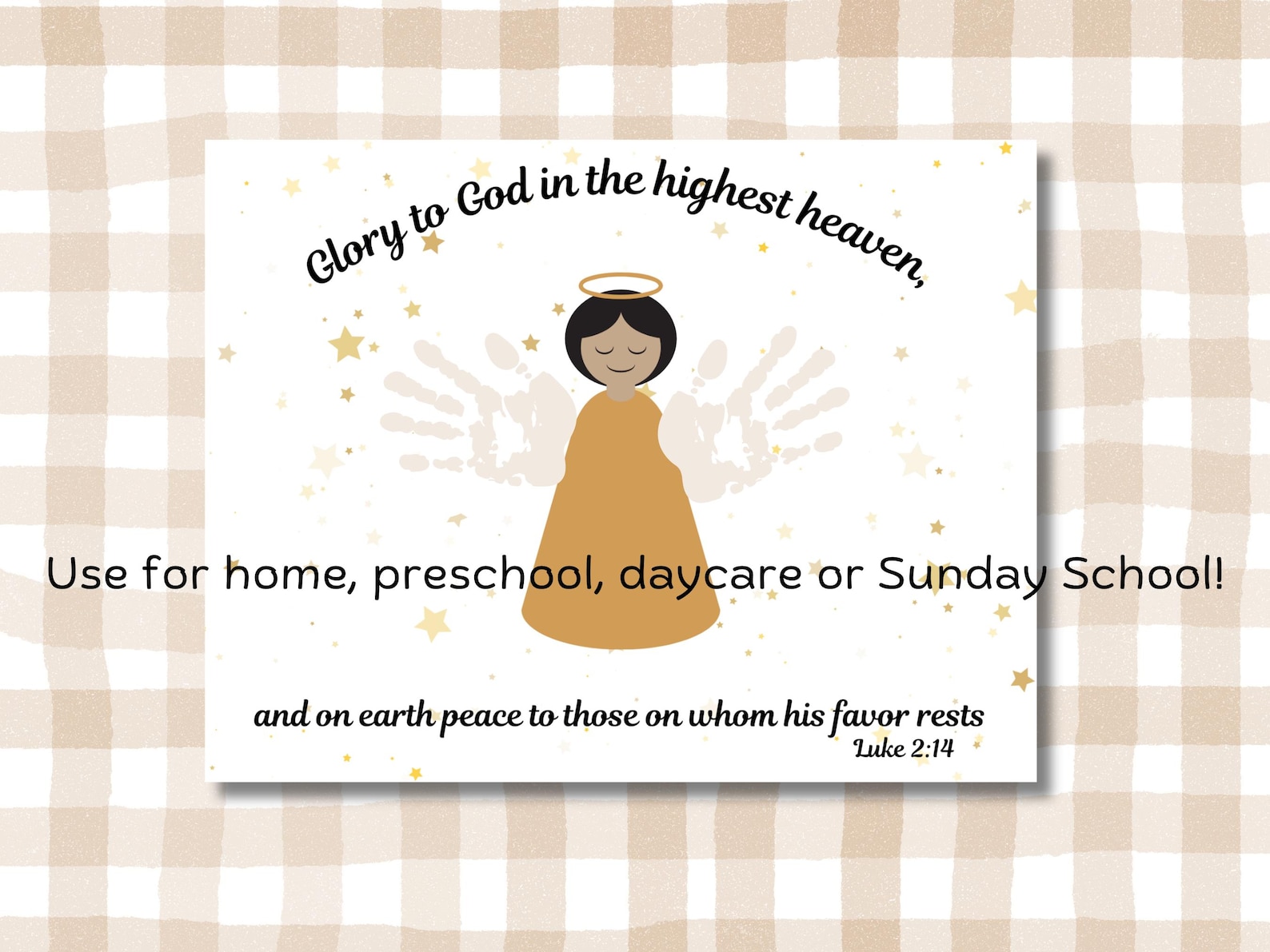 Kids Christmas Handprint Angel Craft Printable Activity, Glory to God ...