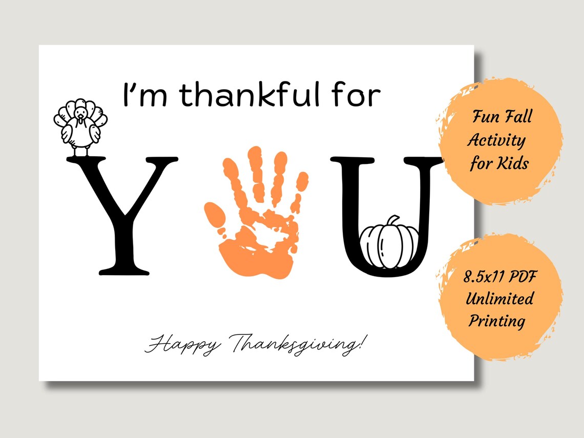 Thankful Handprint Thanksgiving Craft: Kids Art Activity (PDF Download ...