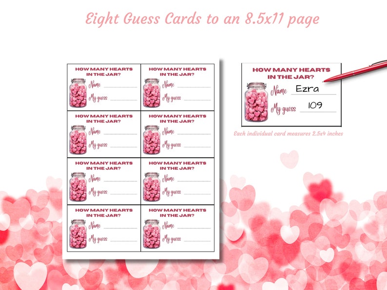 Valentines Day Game Candy Jar Heart Guessing Game Classroom Party ...