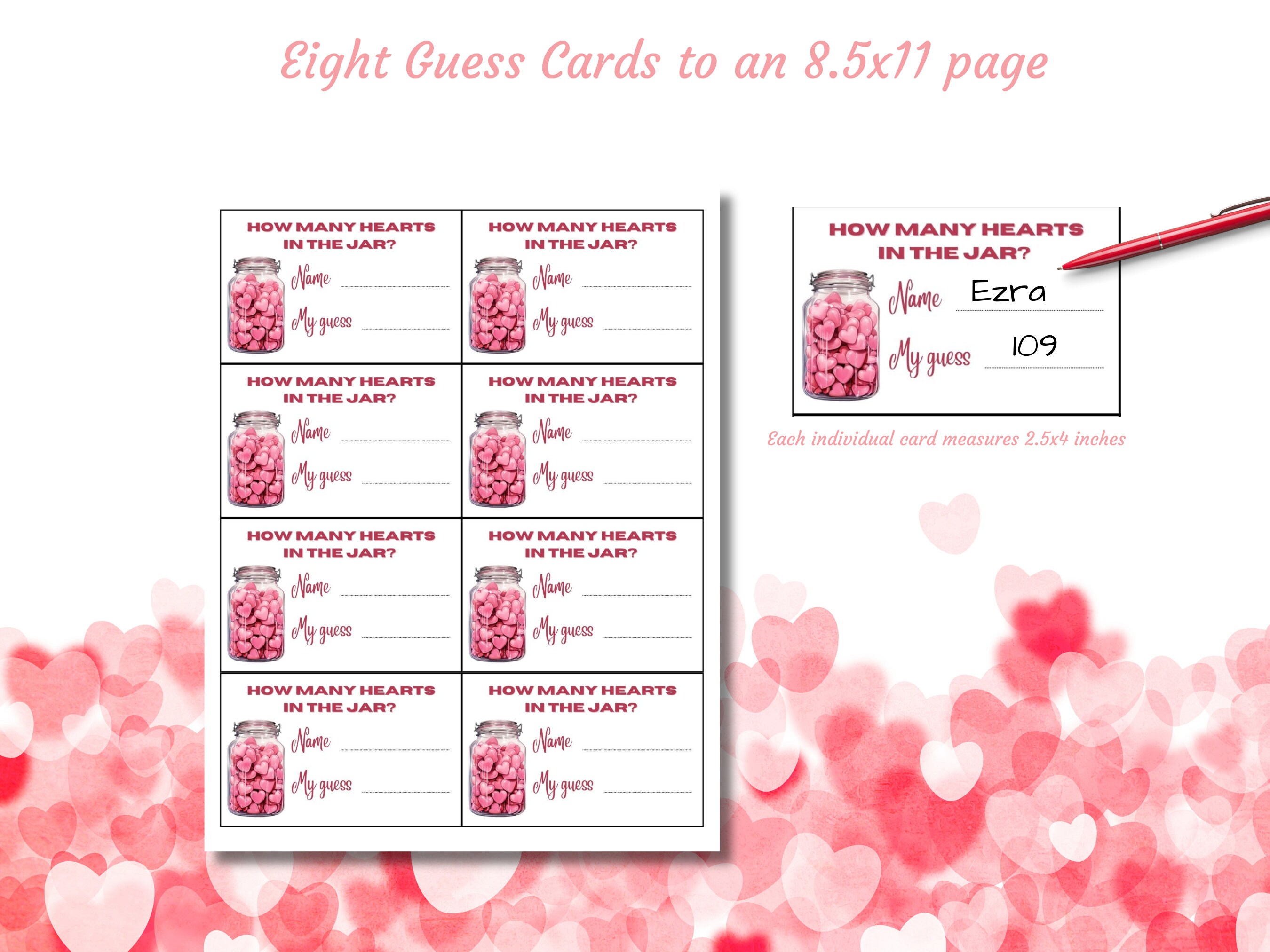 Valentines Day Game Candy Jar Heart Guessing Game Classroom Party ...