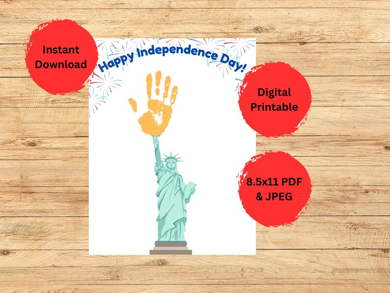 Kids Fourth of July Handprint Craft Printable Activity Independence Day ...
