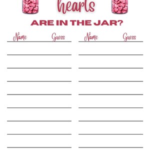 Valentines Day Game Candy Jar Heart Guessing Game Classroom Party ...
