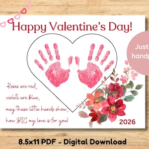 Valentine's Day Handprint Craft Printable Parent Grandparent Gift Baby ...