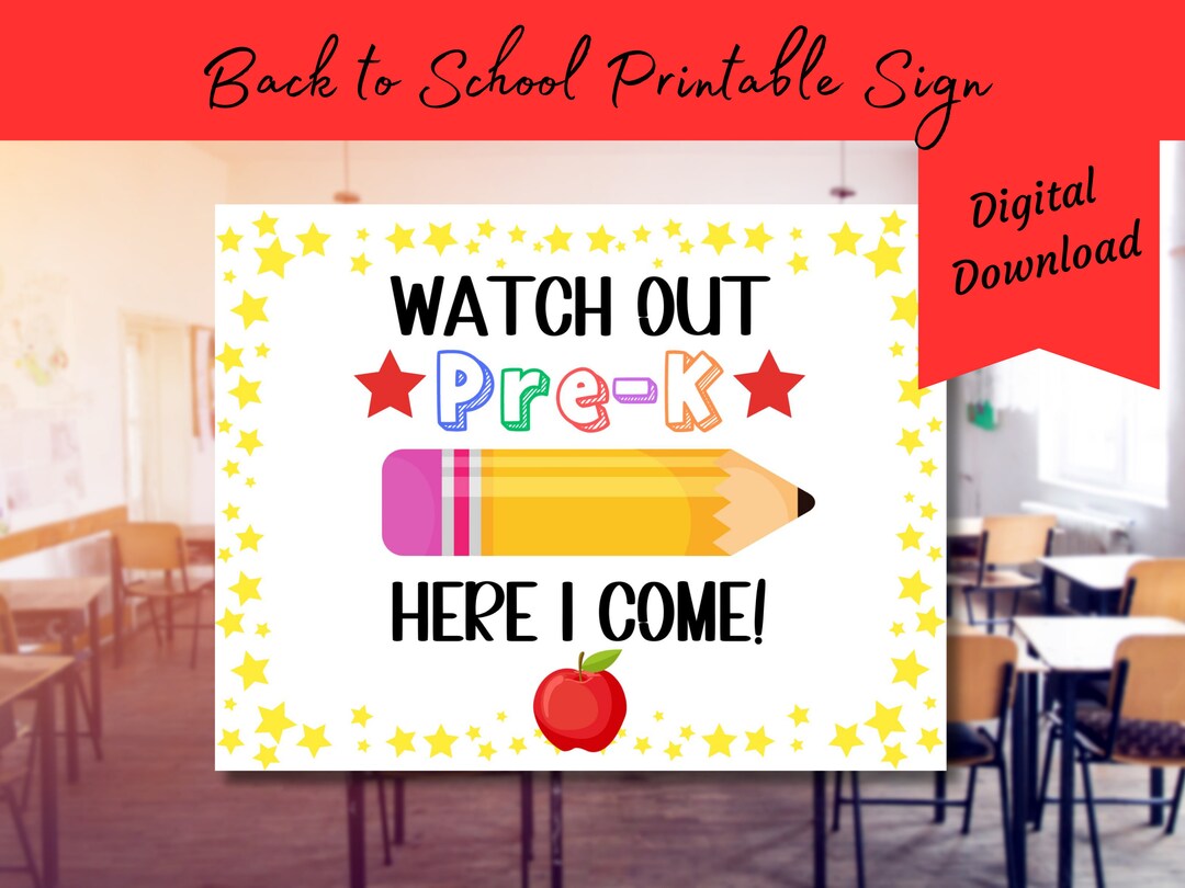 Pre-k Back to School Printable Sign: Photo Prop (digital Download) - Etsy