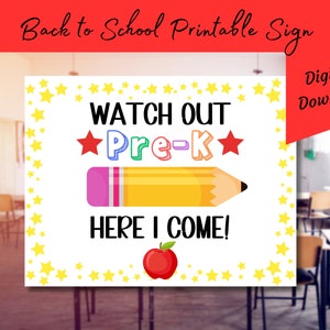 Pre-k Back to School Printable Sign: Photo Prop (digital Download) - Etsy