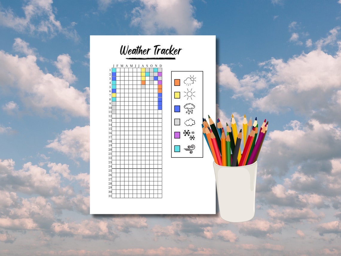 Weather Tracker Printable | Daily Weekly Monthly Weather Chart | Great ...