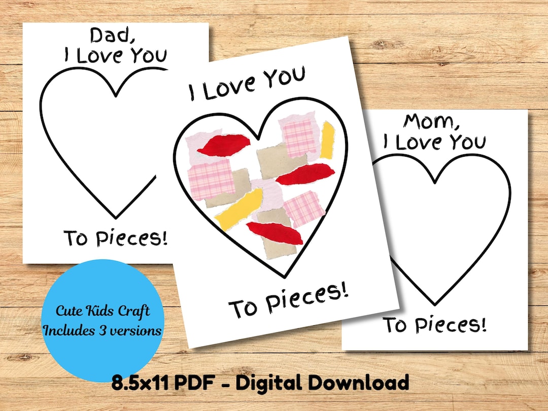 Love You to Pieces Preschool Daycare Craft Activity Printable Gift for ...