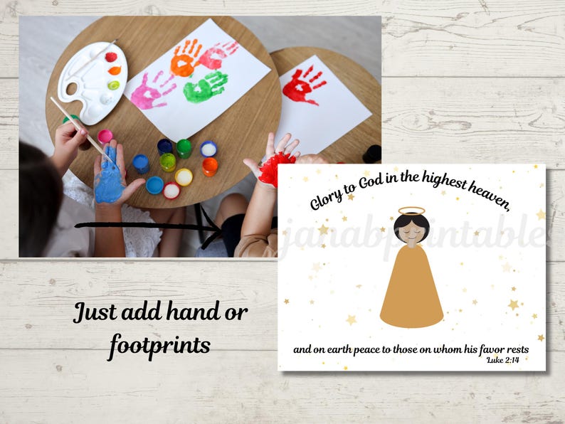 Christmas Angel Handprint Craft, Bible Verse Printable (digital ...