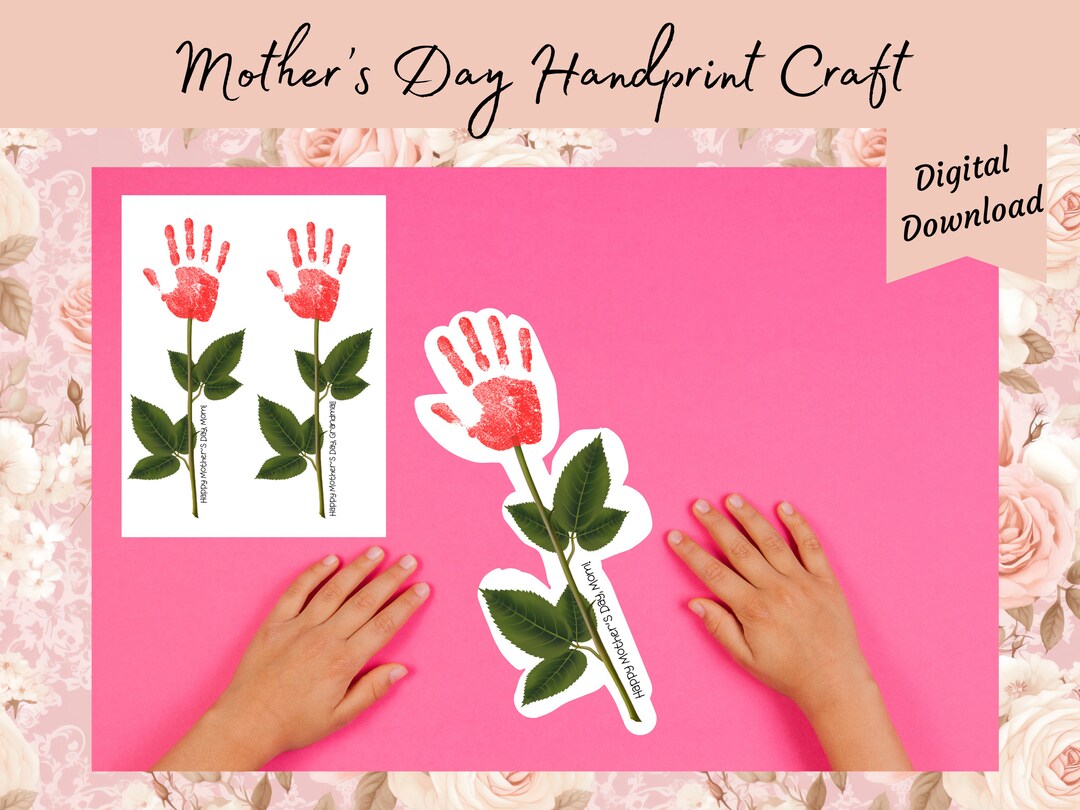 Mother's Day Handprint Craft Flower Gift for Mom or Grandma | Printable ...