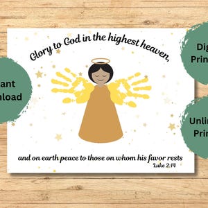 Christmas Angel Handprint Craft, Bible Verse Printable (digital ...