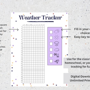Weather Tracker Chart Printable | Daily Weekly Monthly Weather Graph ...