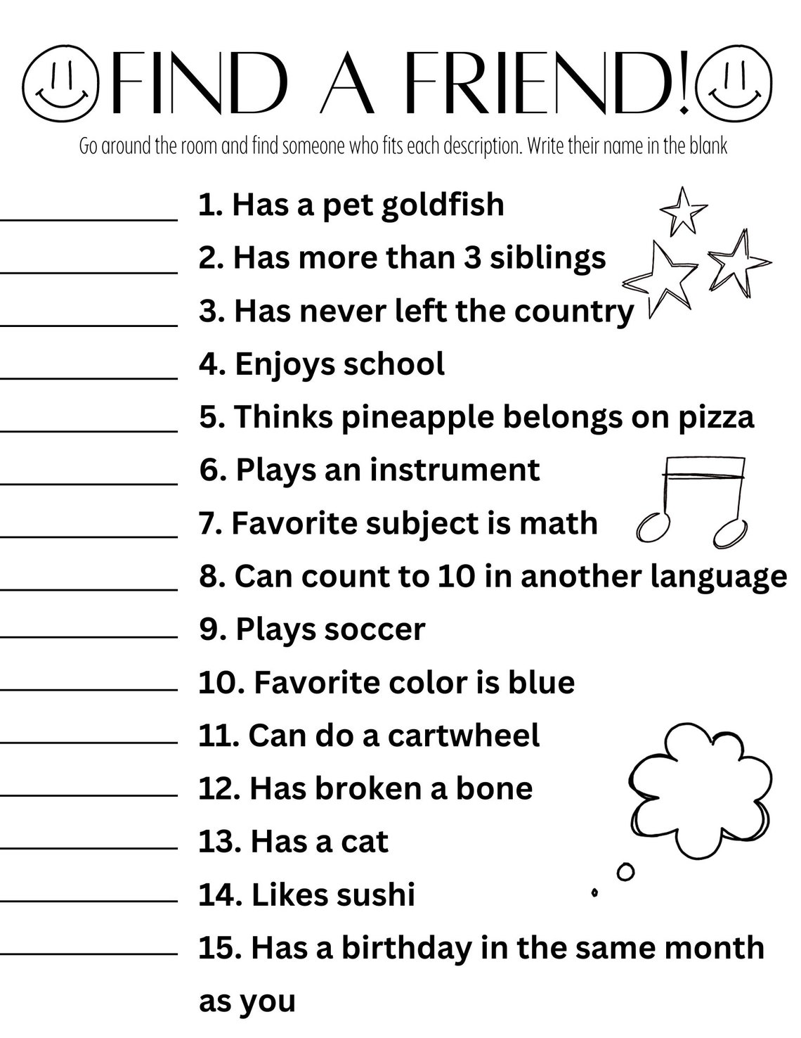 Ice Breaker Group Game Printable - Find a Friend - Youth Group ...