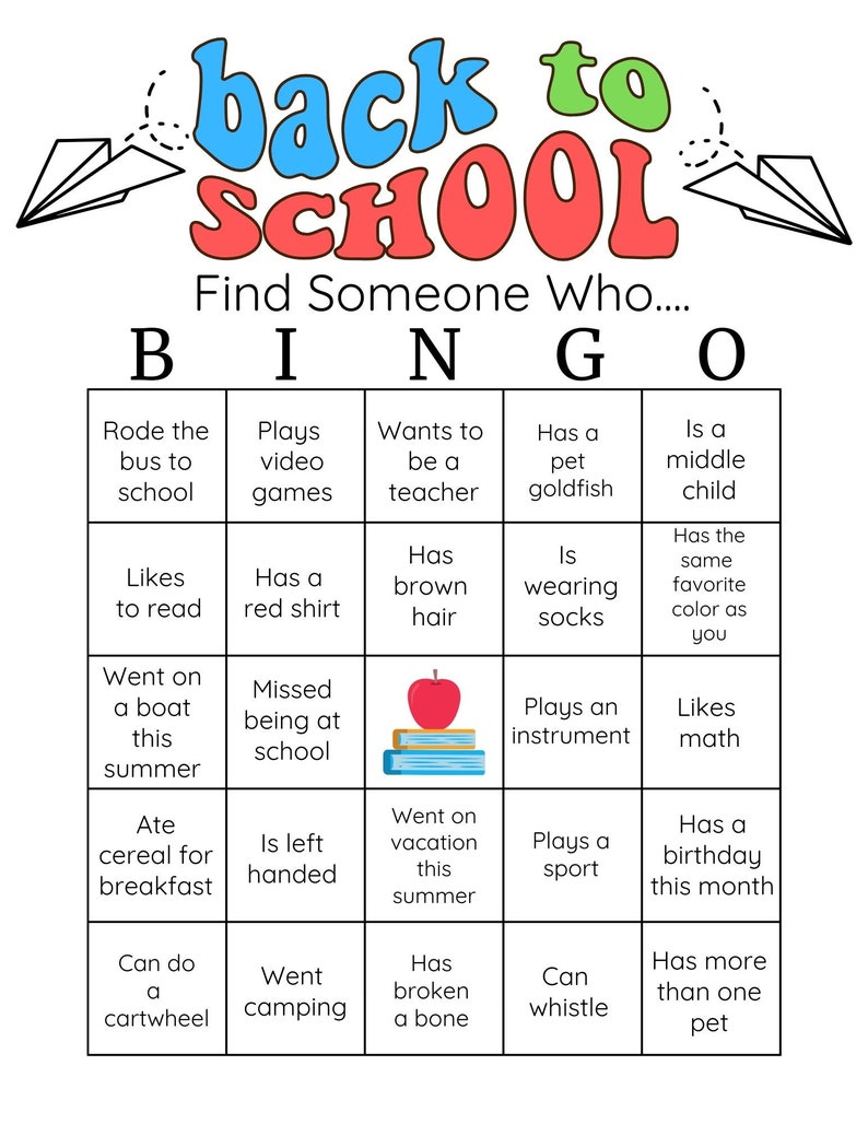 Back to School Bingo Game Printable for Kids | Get to Know You Ice ...