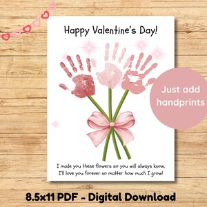 Valentine's Day Handprint Bouquet Craft Printable | Parent Gift | Baby ...