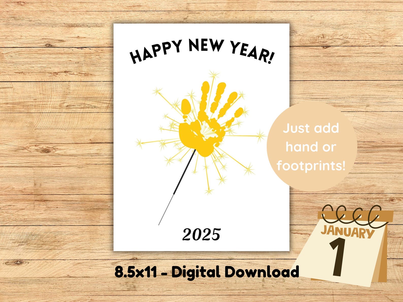 New Years Handprint Craft 2025 Kids Preschool or Daycare Activity ...