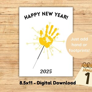 New Years Handprint Craft 2025 Kids Preschool or Daycare Activity ...