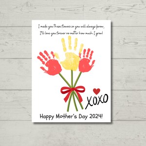 Mother's Day Kids Handprint Craft Printable Bouquet Gift for Mom ...