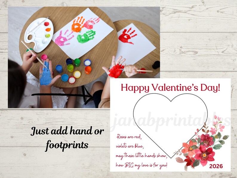 Valentine's Day Handprint Craft Printable Parent Grandparent Gift Baby ...